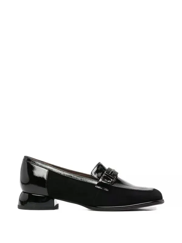 LINDA BAUMANN Patent-panelled Logo-plaque Loafers