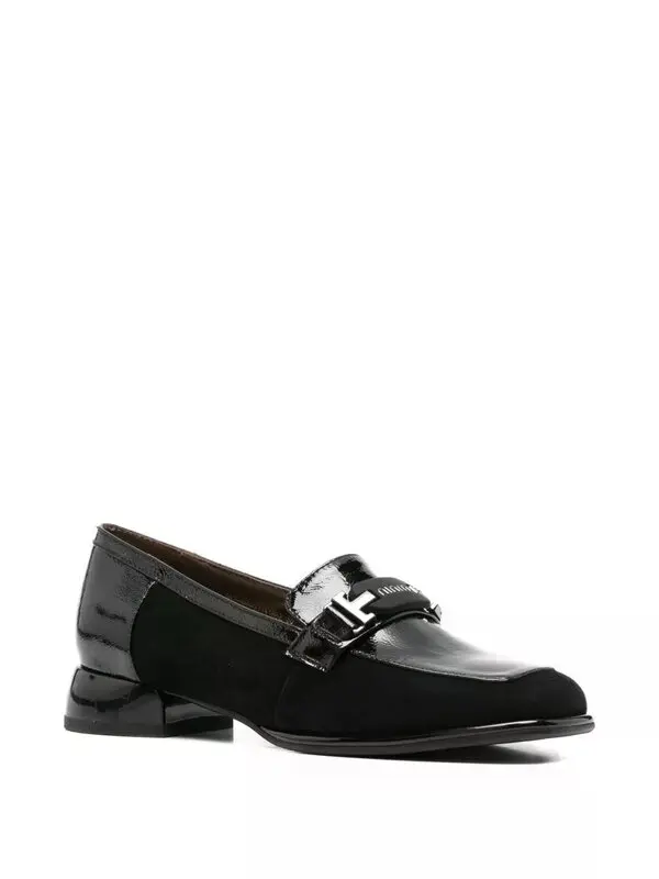 LINDA BAUMANN Patent-panelled Logo-plaque Loafers