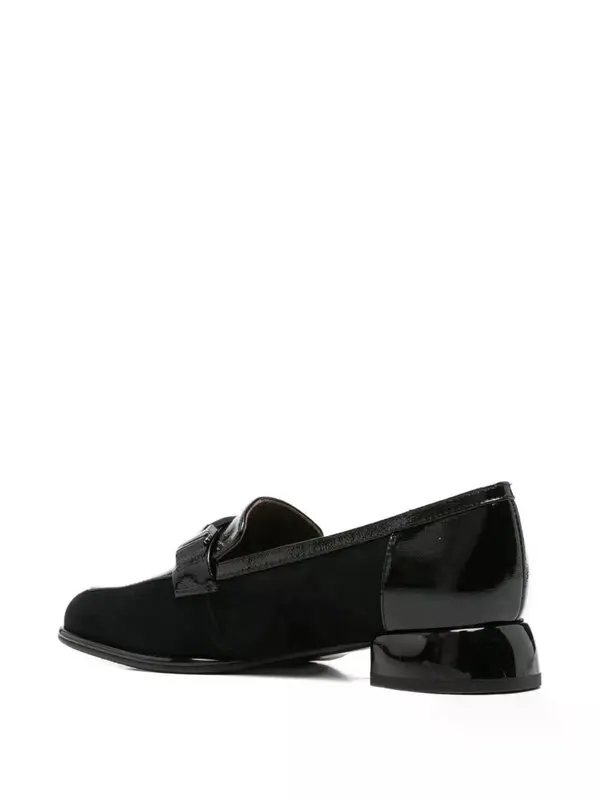 LINDA BAUMANN Patent-panelled Logo-plaque Loafers