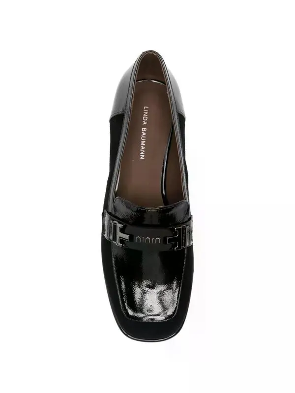 LINDA BAUMANN Patent-panelled Logo-plaque Loafers