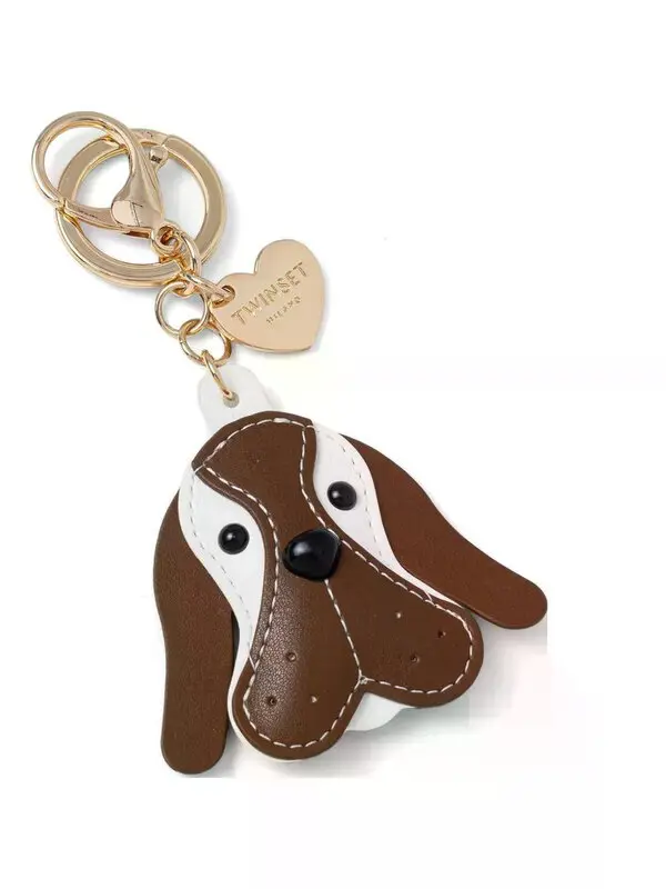 TWINSET Dog-motif Heart-charm Keyring - Brown