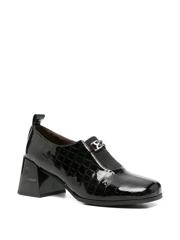 LINDA BAUMANN Crocodile-embossed Leather Pumps