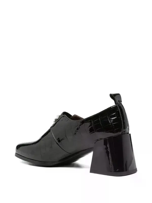 LINDA BAUMANN Crocodile-embossed Leather Pumps