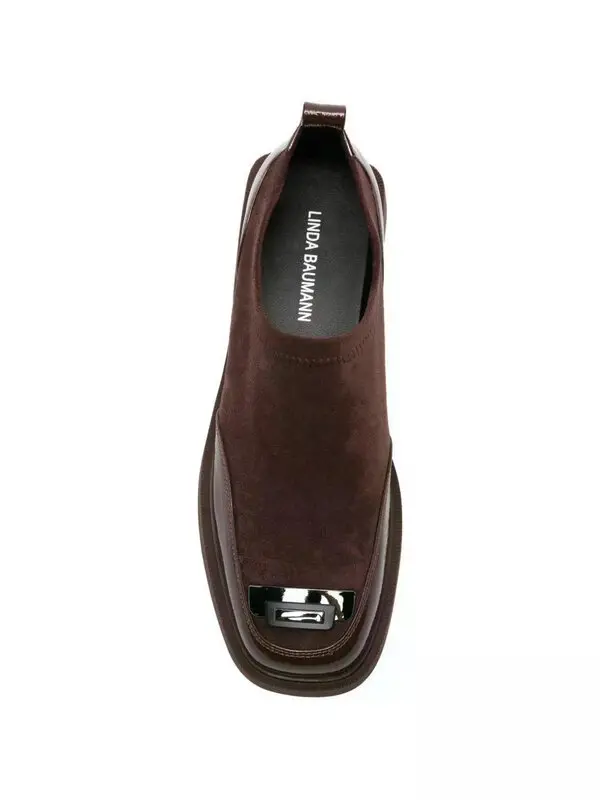 LINDA BAUMANN Suede Derby Shoes With Metal Detail - Brown