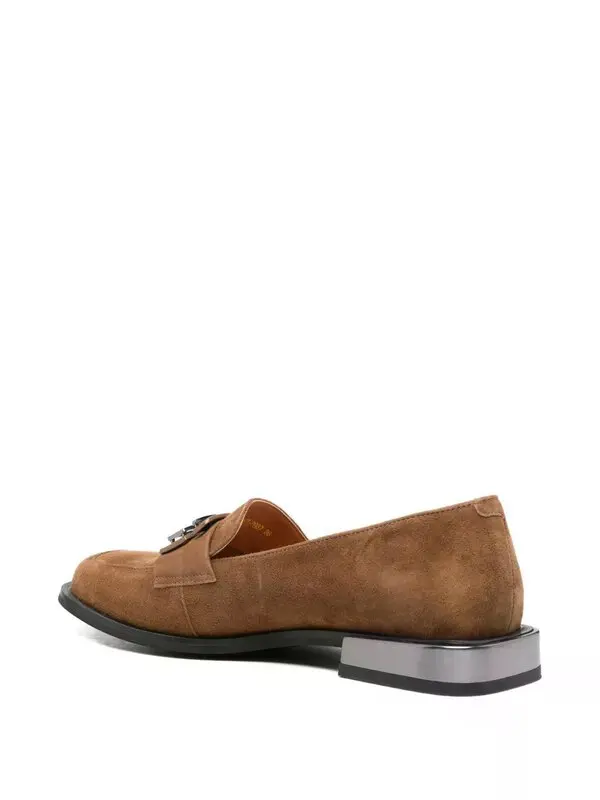 LINDA BAUMANN Buckle-detail Suede Loafers - Brown