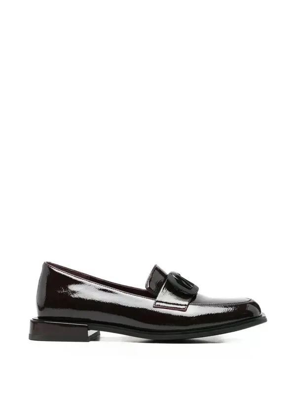 LINDA BAUMANN Patent-finish Buckle-detail Loafers - Red