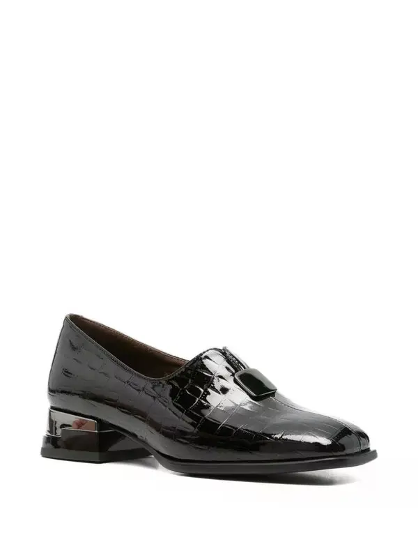 LINDA BAUMANN Croc-effect Buckle-detail Loafers - Black