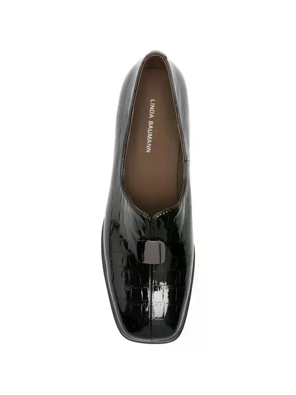 LINDA BAUMANN Croc-effect Buckle-detail Loafers - Black