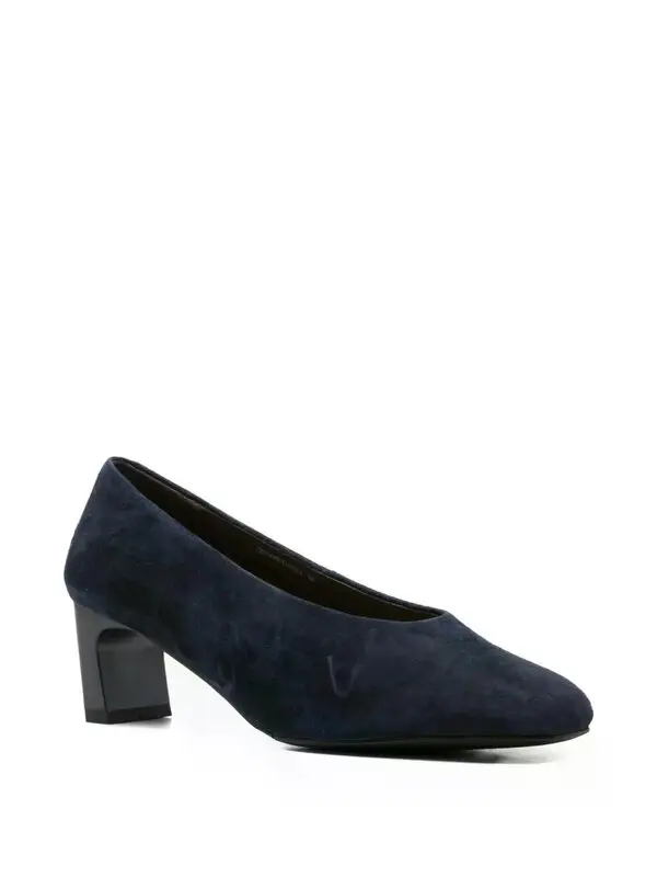 LINDA BAUMANN Suede Square-toe Pumps