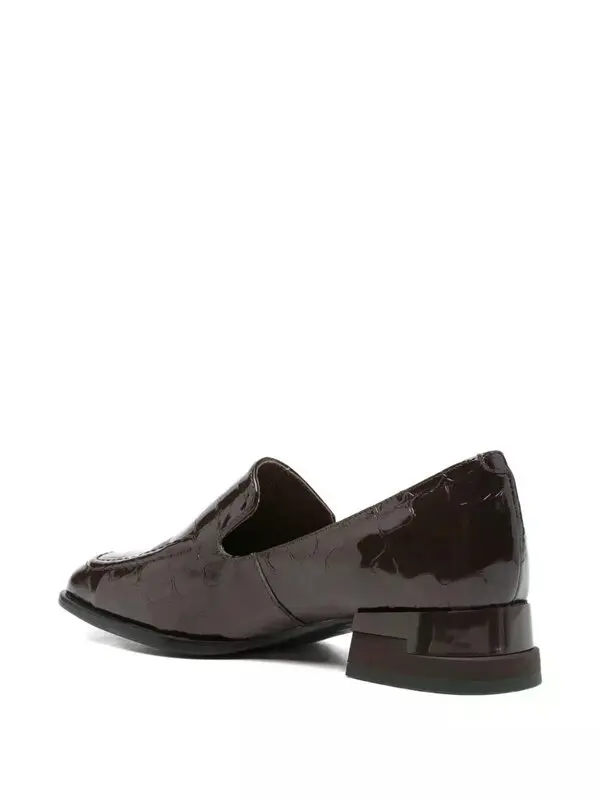 LINDA BAUMANN Crocodile-embossed Leather Loafers