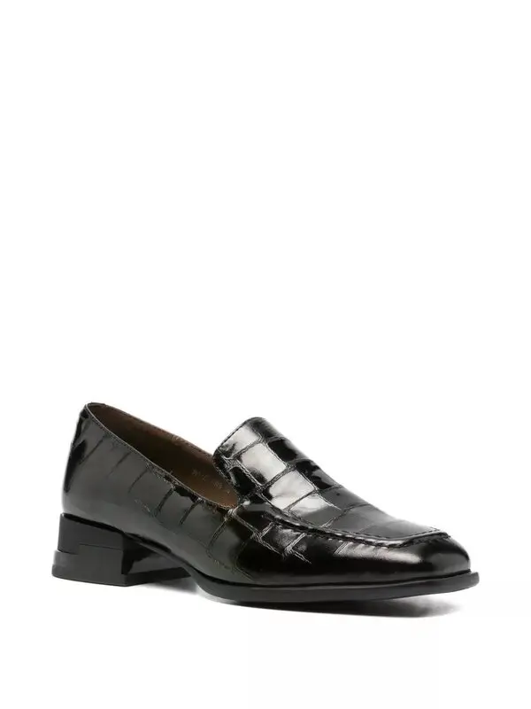 LINDA BAUMANN Crocodile-embossed Leather Loafers