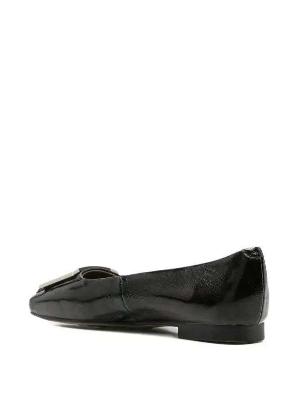 LINDA BAUMANN Buckle-detail Square-toe Ballet Flats