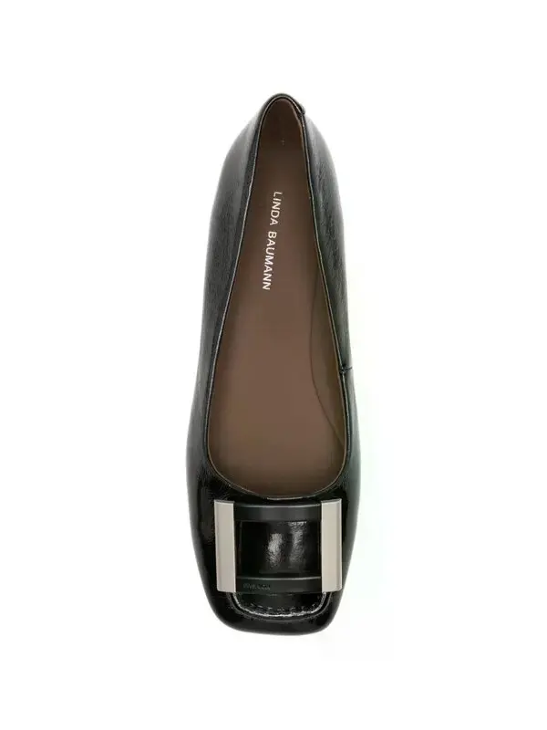 LINDA BAUMANN Buckle-detail Square-toe Ballet Flats