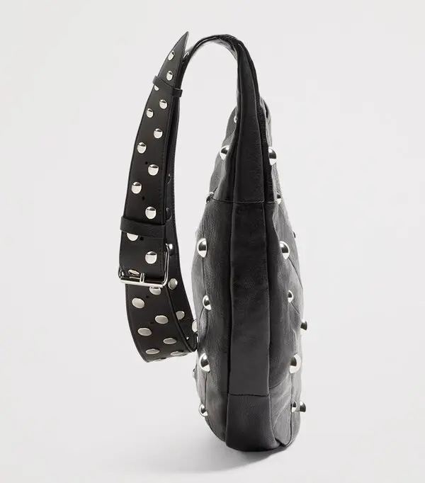 Valentino Garavani Medium Leather Hobo Shoulder Bag - Black