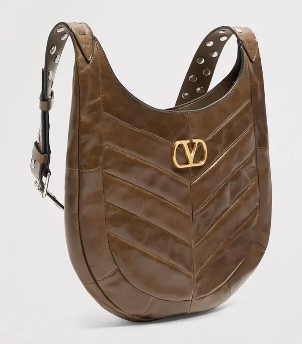 Valentino Garavani Small Lambskin Hobo Shoulder Bag - Brown