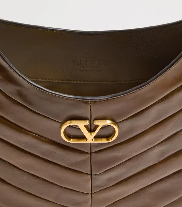 Valentino Garavani Small Lambskin Hobo Shoulder Bag - Brown