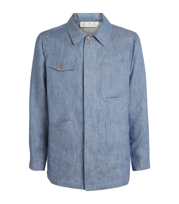 GOD'S TRUE CASHMERE Linen-denim Jacket With Carnelian Gemstones