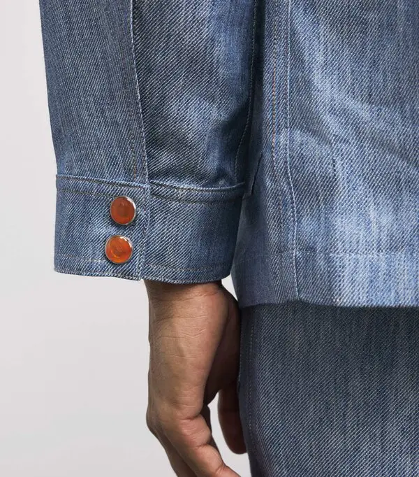 GOD'S TRUE CASHMERE Linen-denim Jacket With Carnelian Gemstones