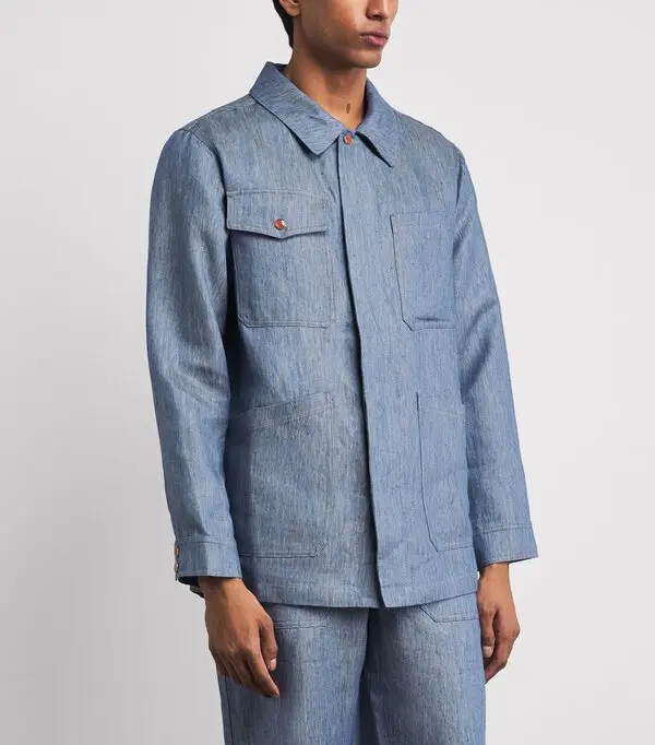 GOD'S TRUE CASHMERE Linen-denim Jacket With Carnelian Gemstones