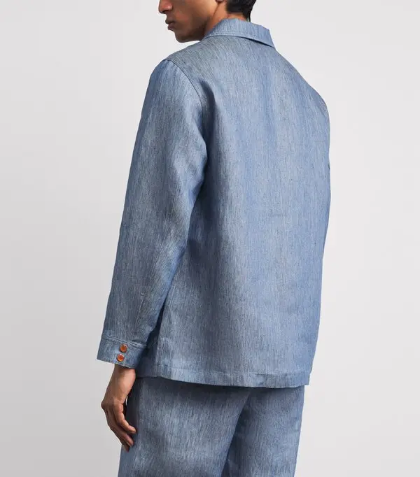GOD'S TRUE CASHMERE Linen-denim Jacket With Carnelian Gemstones