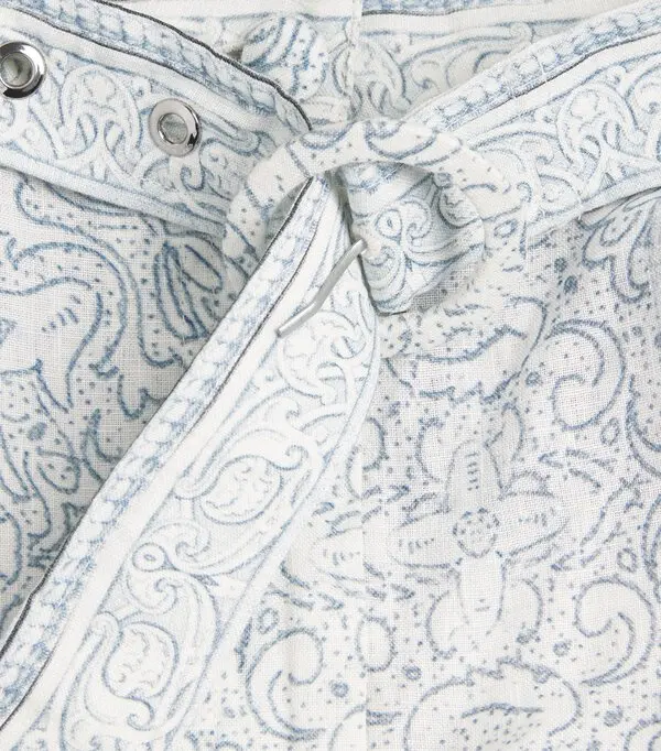 Camilla Linen Printed Belted Shorts