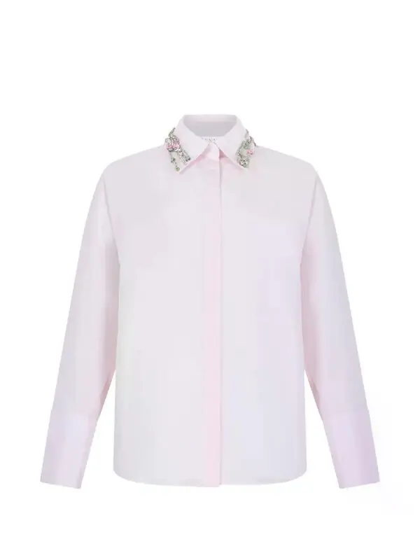 GENNY Crystal-embellished Concealed-fastening Shirt - Pink