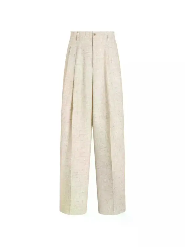 Dolce & Gabbana Tweed-effect Linen And Viscose Trousers - Neutrals