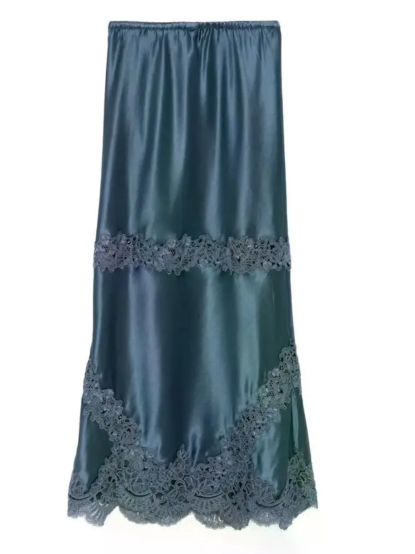 Cynthia Rowley Embroidered Satin Skirt
