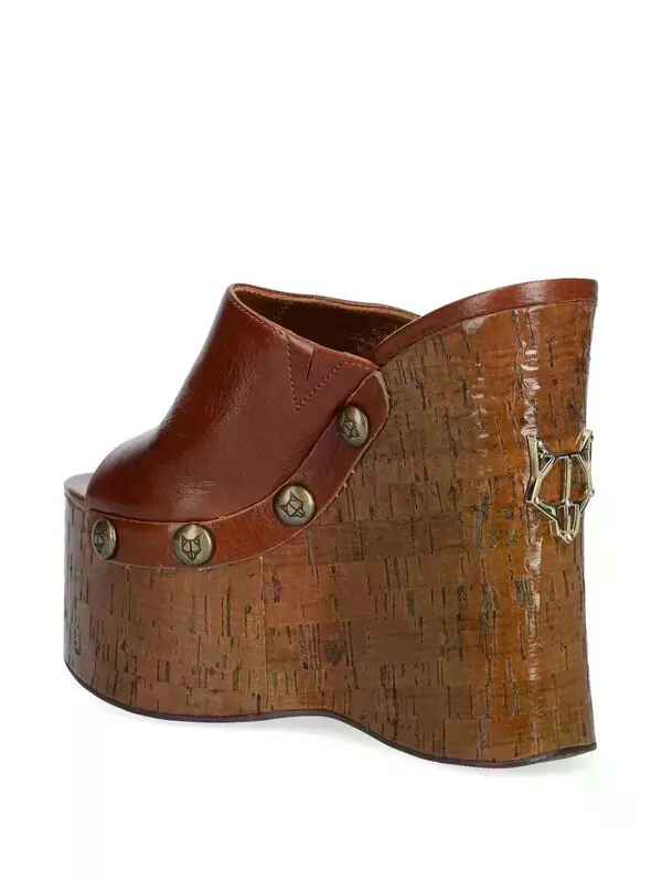 NAKED WOLFE Tulip Platform Wedge Sandals - Brown