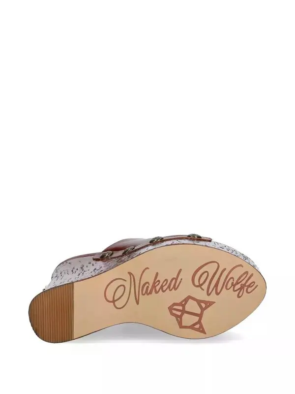 NAKED WOLFE Tulip Platform Wedge Sandals - Brown