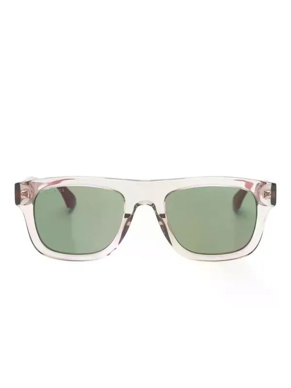 Gucci Stripe Rectangle-frame Sunglasses - Neutrals
