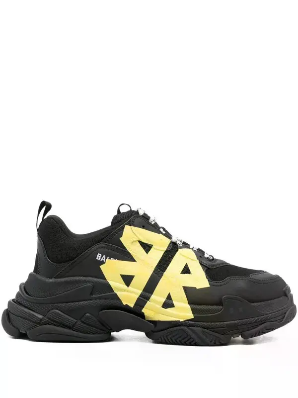 Balenciaga Triple S Tape Type Logo-print Trainers - Black