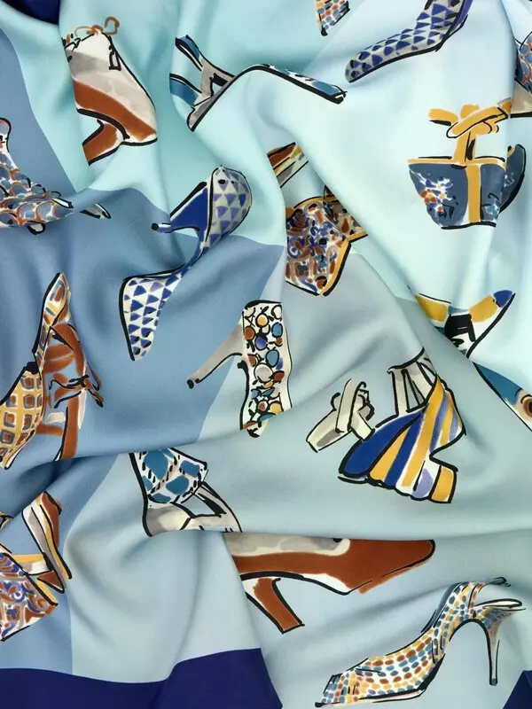 FERRAGAMO Genio-print Silk Scarf - Blue