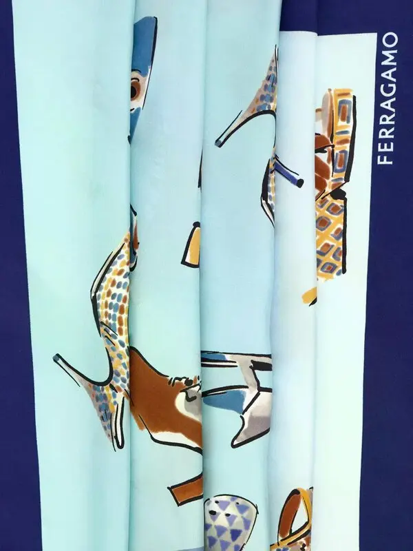 FERRAGAMO Genio-print Silk Scarf - Blue