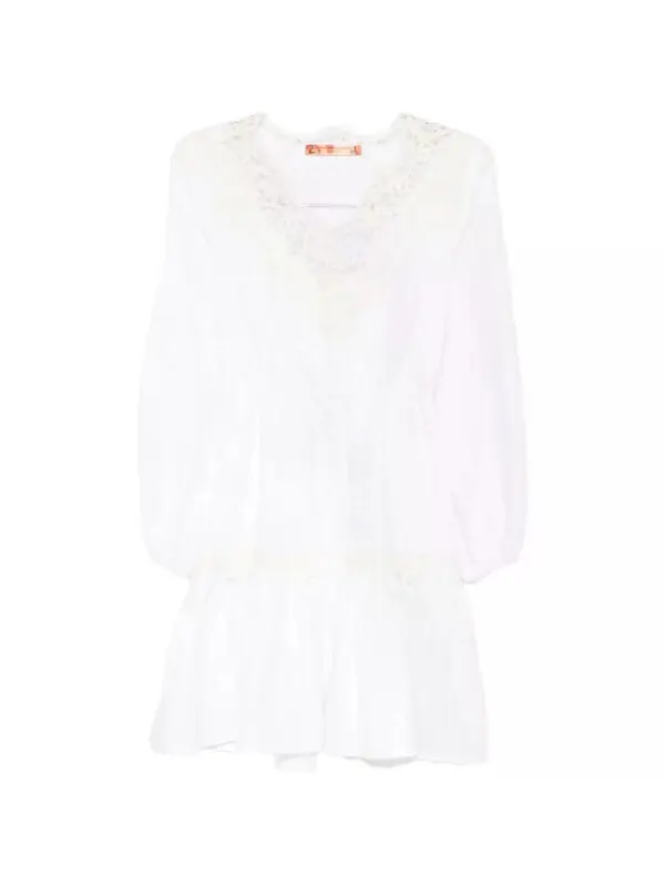 Ermanno Scervino Lace-embellished Mini Dress - White