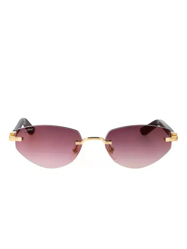 CARTIER Geometric-frame Sunglasses - Brown