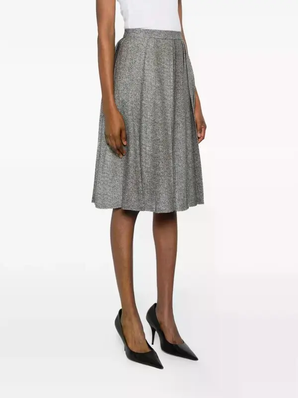 Ermanno Scervino Herringbone-pattern Pleated Midi Skirt
