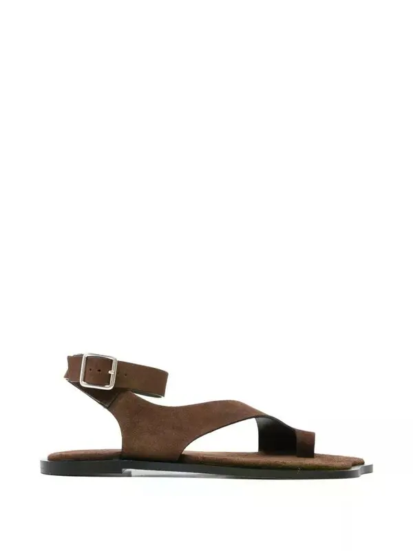 ALOHAS Buckle-fastening Asymmetric Sandals - Brown