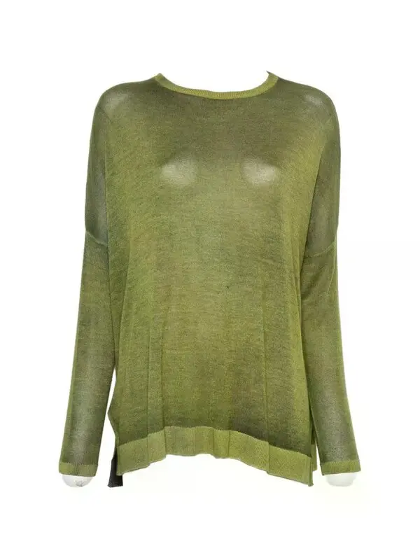 Avant Toi Fine-knit Side-slit Sweater - Green