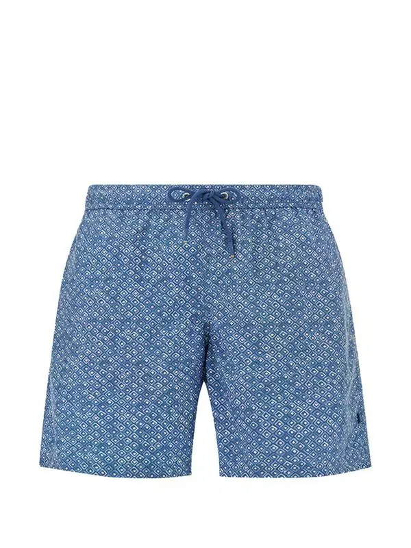Paul & Shark Geometric Watercolor Print Swim Shorts - Blue