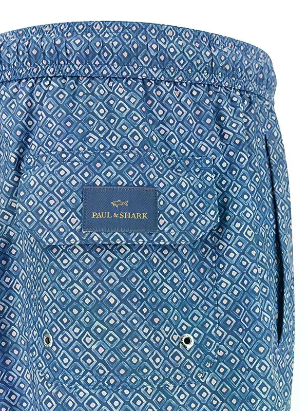 Paul & Shark Geometric Watercolor Print Swim Shorts - Blue