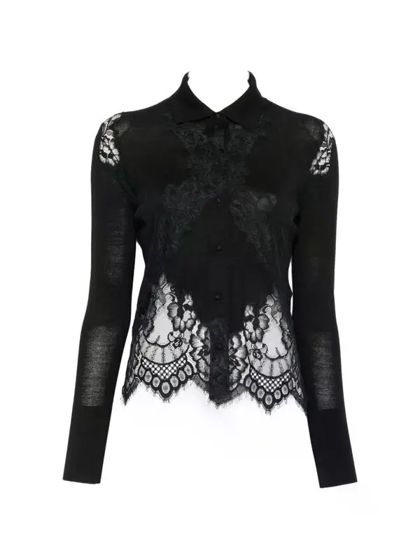 Ermanno Scervino Lace-panelled Button-up Cardigan - Black