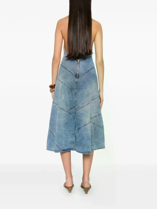 EB DENIM Delphi Pieced Halter Midi Dress