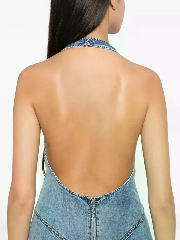 EB DENIM Delphi Pieced Halter Midi Dress