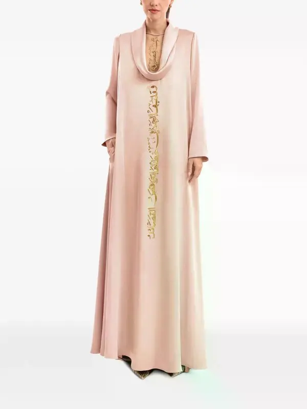 GEMY MAALOUF Calligraphy Cowl Neck Kaftan - Pink