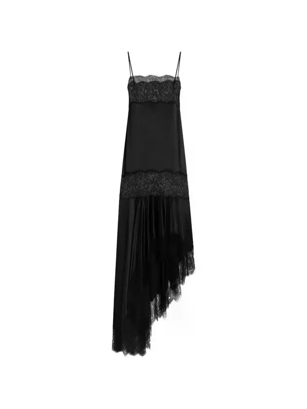 Dolce & Gabbana Satin Dress With Lace Bands - Black