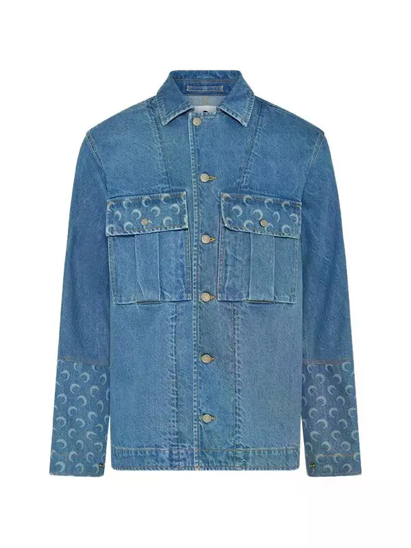 MARINE SERRE Moon-print Denim Jacket - Blue