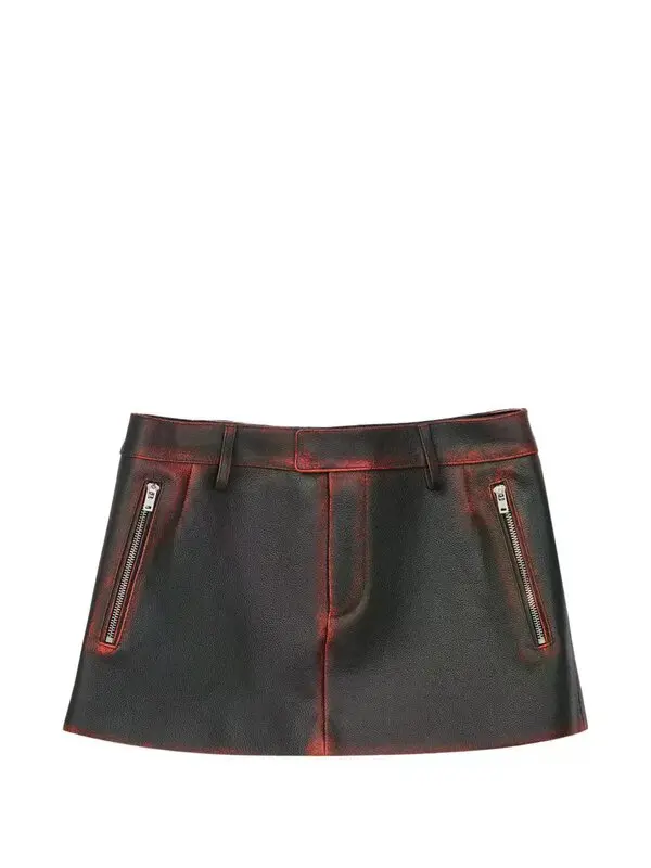 Camper Zip Fastening Leather Skirt - Black