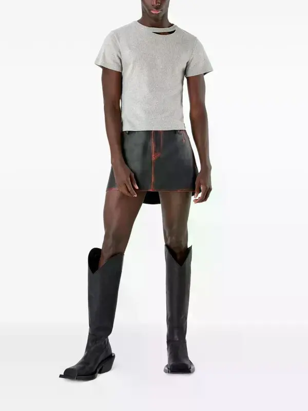 Camper Zip Fastening Leather Skirt