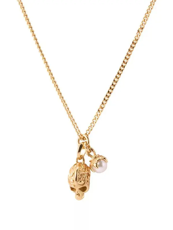 Emanuele Bicocchi Pearl Skull Necklace - Gold